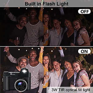 YEEIN 4K Point and Shoot Digital Cameras for Photography and Video, 48MP Anti-Shake Manual Focus Vlogging Camera with 32G Card, 3'' Screen Portable Camera for Beginners