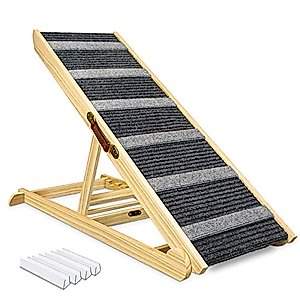 SOKO Dog Ramp, Folding Pet Ramp for Bed Suitable for Small & Large Old Dogs & Cats - 41.33" Long Portable Paw Ramp High Traction Dog Ramps for Car, SUV, Couch, Sofa - 6 Adjustable Height Rated 200LBS