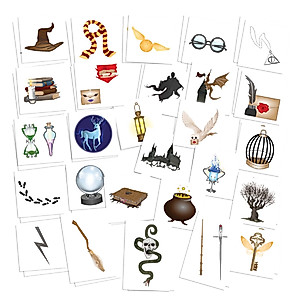 FashionTats Wizard School Temporary Tattoos | Pack of 54 | MADE IN THE USA | Skin Safe | Party Supplies & Favors | Removable