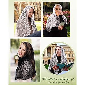 Mantveil Catholic Church Mantilla Veil Religious Christian Mass Veil Spanish Chapel Lace Veil for Women (White)