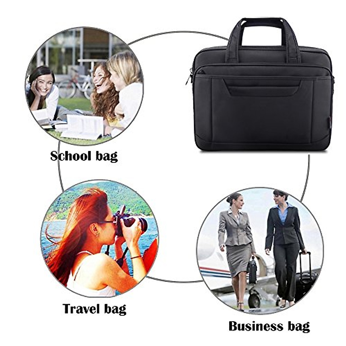 Briefcase Bag 15.6 Inch Laptop Messenger Bag Business Office Bag for Men Women, Waterproof Stylish Nylon Multi-Functional Shoulder Bag fit for Computer Notebook MacBook Hp Dell Lenovo Asus Apple