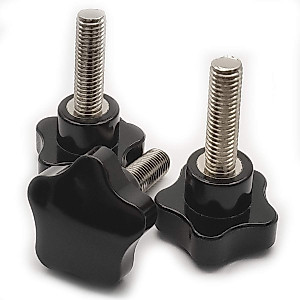 M10 x 35mm Star Shape Screw Knobs ，5-Star Stud， Tightening Screw Grip Handheld for Machine Tool，Pack of 5