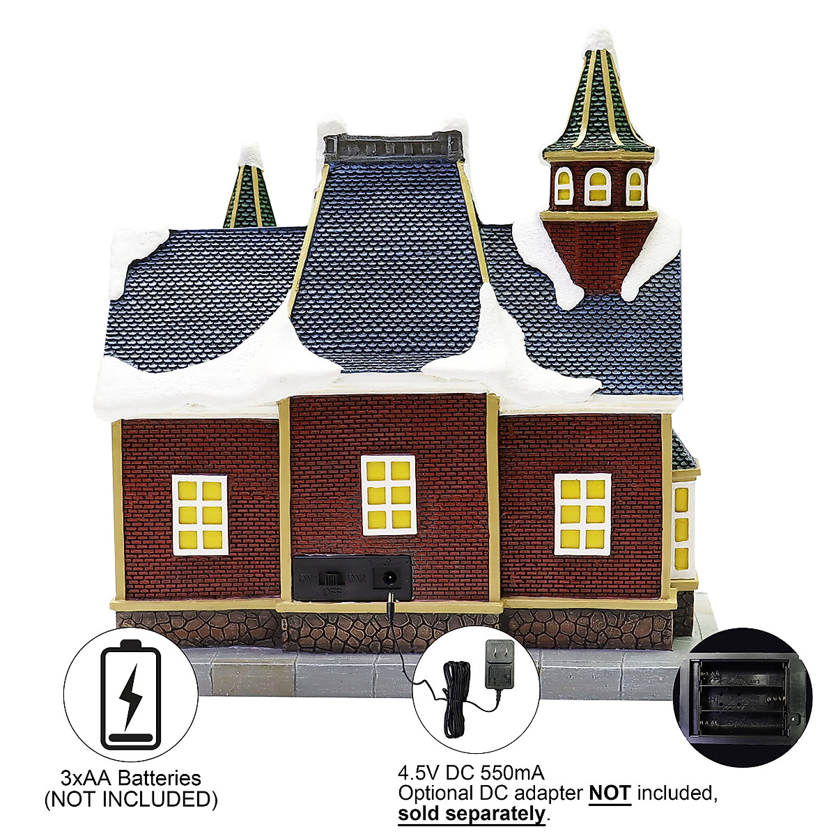 MOMENTS IN TIME Resin Christmas Village Building, Breakfast Nook with LED Lights and Christmas Music - Battery Operated (not Included) (Optional 4.5V Adapter not Included)
