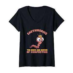 Earthworms The Kings and Queens of Composting Worm Farming V-Neck T-Shirt