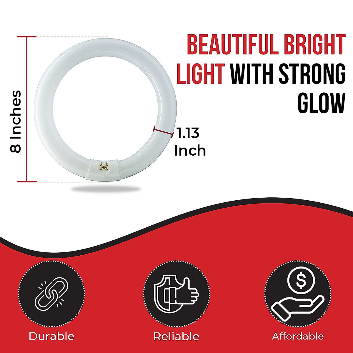 BULBMASTER FC8T9/CW 22 Watt 8 Inch Round T9 Fluorescent Circular Light Bulb, Cool White 4100K, 1120 Lumens G10Q 4-Pin Base 22W Circline Ceiling Lights