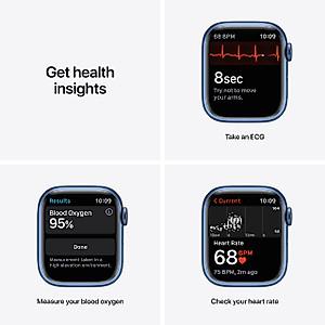 Apple Watch Series 7 [GPS 41mm] Smart Watch w/Blue Aluminum Case with Abyss Blue Sport Band. Fitness Tracker, Blood Oxygen & ECG Apps, Always-On Retina Display, Water Resistant