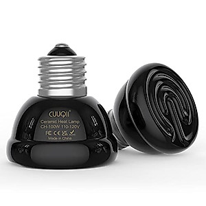 CUUQII 2 Packs Reptile Heat Lamp Ceramic Emitter, 100W Heat Lamp Bulbs Ceramic Heat Lamp No Light Emitting Chicken Coop Heater for Amphibian Pet Incubating Chick Reptile Heater-E26/E27 Base