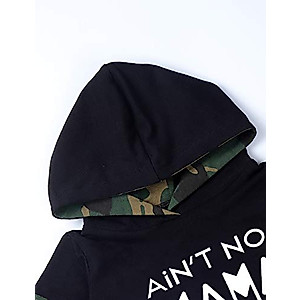 WALSONER Baby Boy Clothes Funny Letter Printed Long Sleeve Hoodie Tops Sweatsuit and Black Camouflage Pants Outfit Set （18-24 Months）