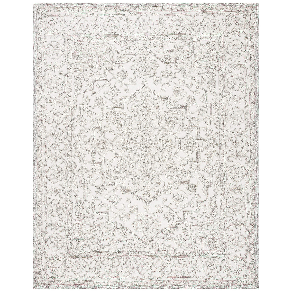 SAFAVIEH Trace Collection Area Rug - 8' x 10', Ivory & Natural, Handmade Wool, Ideal for High Traffic Areas in Living Room, Bedroom (TRC302A)