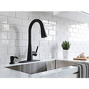 Pfister Barulli Kitchen Faucet with Pull Down Sprayer and Soap Dispenser, Single Handle, High Arc, Matte Black Finish, F5297BARB