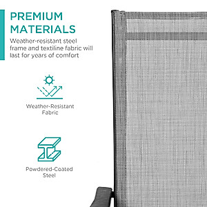 Best Choice Products Set of 2 Outdoor Patio Chaise Lounge Chair Adjustable Reclining Folding Pool Lounger for Poolside, Deck, Backyard w/Steel Frame, 250lb Weight Capacity - Gray