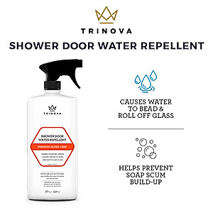 TriNova Shower Door Protectant - Glass Water Repellent - Shower Door Glass Sealant - Causes Water Beading - Prevents Soap Scum and Hard Water Buildup - 18 fl oz