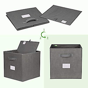 KEEGH Storage Cubes Cube Storage Bins 13x13x13 inch Foldable Fabric Closet Organizer for Shelves Storage Box Cubby Bins Cloth Nursery Decorative Basket with Handles, Dark Gray