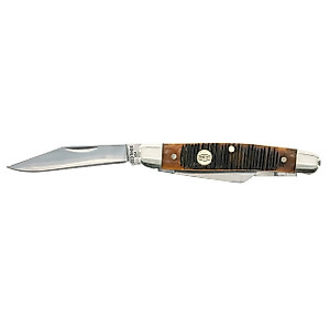 Old Timer Generational USA Series 34OTG Middleman Traditional Folding Pocket Knife with Stainless Steel Clip Point Blade, Sheepsfoot Blade, Pen Blade, Bone Handle, and Made in USA for EDC, and Outdoor