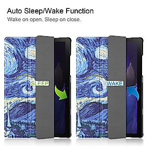 UUcovers Case for Samsung Galaxy Tab A8 10.5" (2022) (SM-X200/X205/X207) Magnetic Cover with Auto Sleep/Wake Multi-Angle Stand Lightweight PU Leather Hard Back Shockproof Shell,Van Gogh, Starry Night