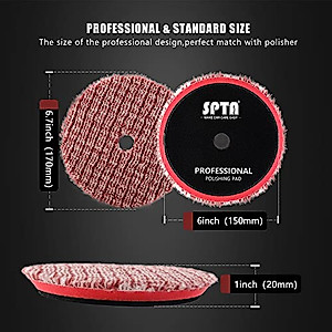 Wool Polishing Pads, SPTA 2Pcs 6 Inch (150mm) Wool Cutting Pad, Short Hair Wool Buffing and Polishing Pad Set, Wool Buffing Wheel for Heavy Cut for 6 Inch Car Polisher Polishing, Buffing and Cutting