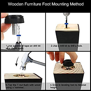 uxcell Furniture 8 Holes Adjustable Leveling Feet M8 x 17mm Thread 25pcs
