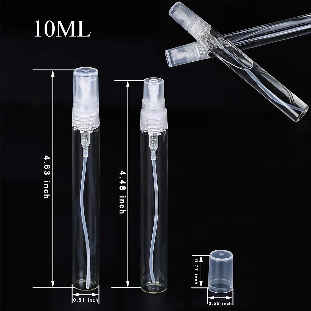 30Pcs 10ml/0.34 Oz Portable Refillable Clear Glass Empty Sprayer Perfume Bottles Cosmetic Atomizers Spray Bottle Container for Travel Party Must Makeup Tool (30Pcs 10ml Clear Glass Perfume Bottles)