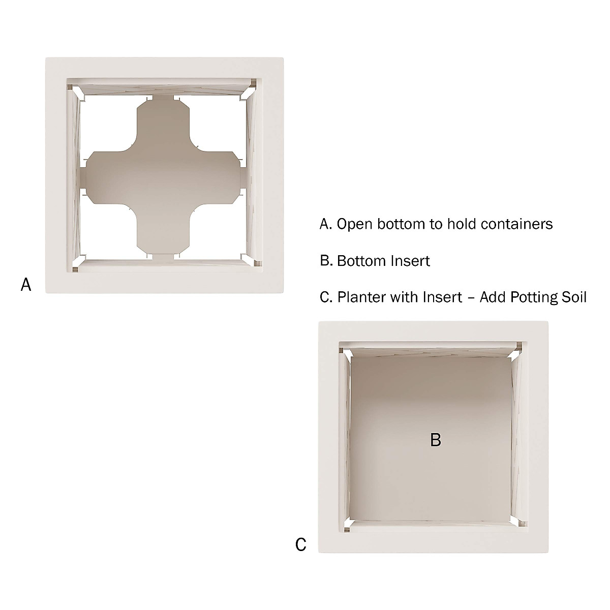 Lattice Design Planter Box - 14.75-Inch-Square Decorative Outdoor Flower or Plant Pot - Front Porch, Patio, and Garden Decor by Pure Garden (White)