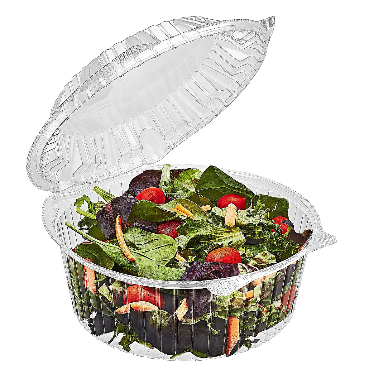 Nicole Home Collection 90 Count Plastic Salad Bowls with Hinged lids, 84 Oz. (90 sets) To-Go Disposable Containers
