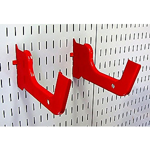 Wall Control Heavy Duty Pegboard Hook Slotted Hook Pair - Slotted Metal Pegboard Heavy-Duty Hooks Pegboard and Slotted Tool Board – Red