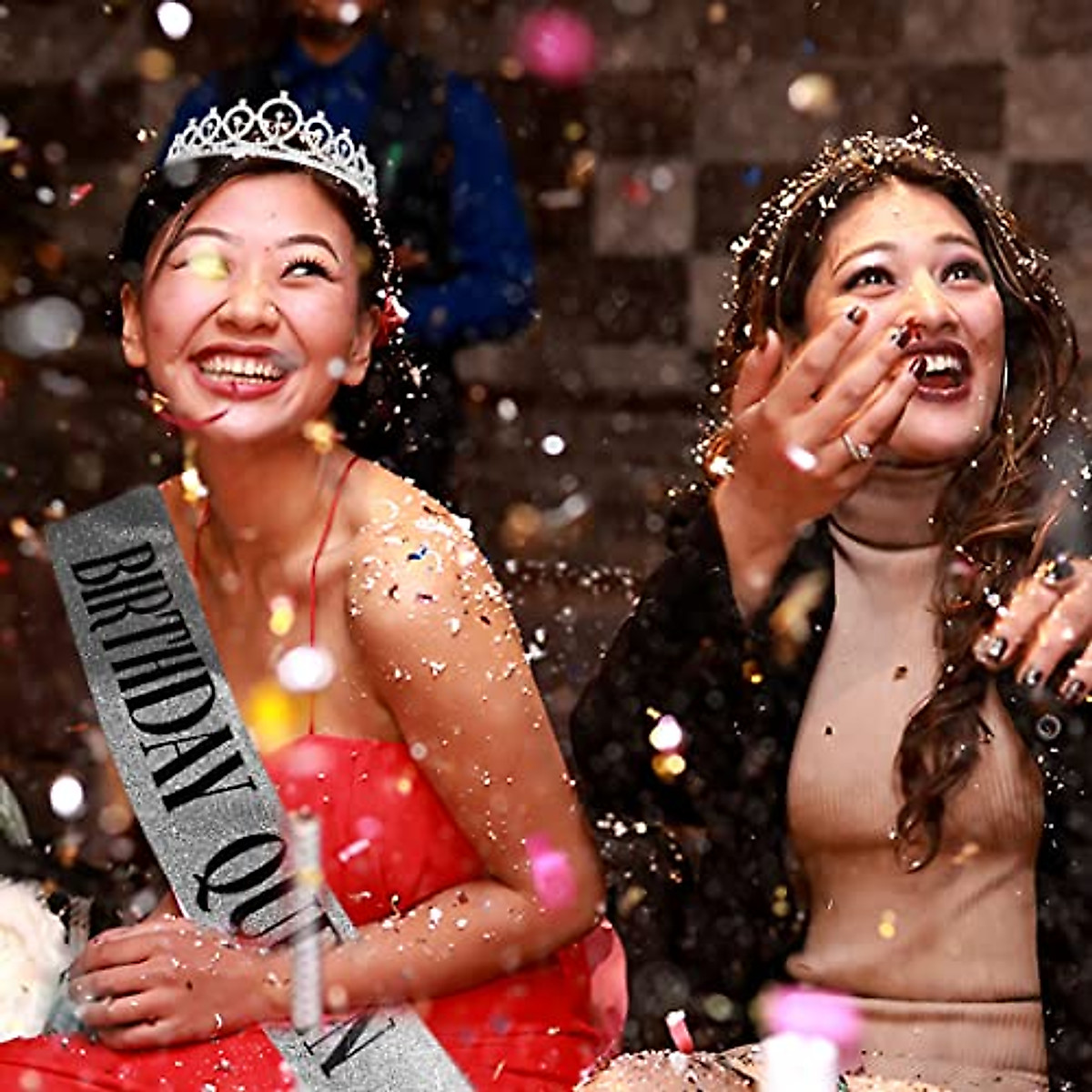 AOPRIE Birthday Crown for Women Birthday Queen Sash Silver Black Birthday Tiara for Women Princess Crown Rhinestone Happy Birthday Accessories Party Favor