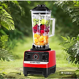 Generic Silver Crest Blender 4500W 2L Large Capacity Commercial With Mixer Grinder Heavy Duty Machine Portable Ice Smoothie Blenders, Medium, Red& Black, JWS-801PP