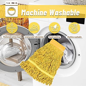 Kasunpul Commercial Mop, Looped-End String Wet Mop, Industrial Mop, 69" Heavy Duty Mops with 2 String Mop Heads for Floor Cleaning, Home, Kitchen, Office