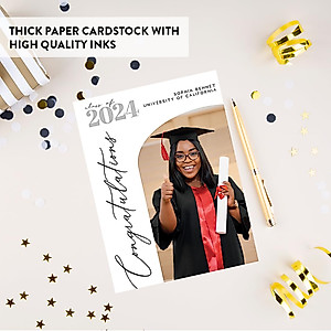 Andaz Press 8.5"x11" Personalized Jumbo Graduation Photo Card with Envelope, Class Of 2024 Custom Congrats Card for Him Her, High School, College, Grad Med School, Nursing, Minimal Arch Greeting Card