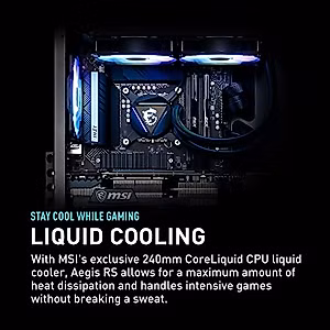 MSI Aegis RS Gaming Desktop: Intel Core i7-13700KF, RTX 4070, 32GB DDR5, 2TB M.2 NVMe, Liquid Cooling, WiFi 6E, Keyboard & Mouse, DIY Friendly, Windows 11 Home-Adv: 13NUE-450US,Black