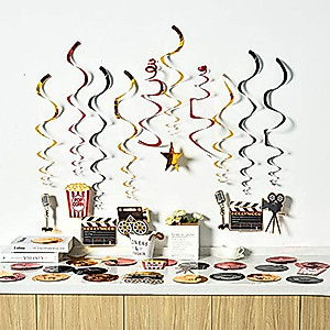 Movie Night Decorations Hanging Swirls Hollywood Movie Theme Party Decorations Supplies 30pcs