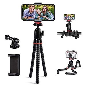 Phone Tripod LINKCOOL 360 Degree Rotation Flexible Tripod Travel Octopus Tripod for iPhone/Smartphone/Ipad/DSLR/Sports Action Camera, with Bluetooth Wireless Remote Shutter