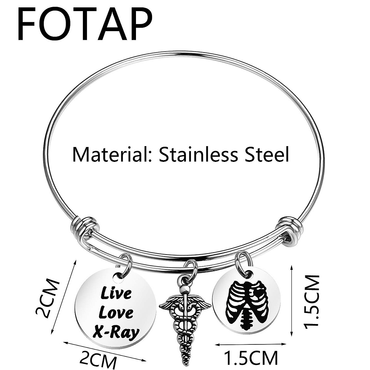 FOTAP X-ray Tech Gift Live Love X-Ray Keychain Radiology Tech Graduation Gift Radiologic Technologist Gift (X-Ray Bracelet)…