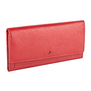Zinda Genuine Leathers Women’s Wallet Long Purse Flap Over RFID Protection (Red)