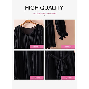 Dokotoo Womens Summer Spring Romper Ladies Elegant Plain Sexy V Neck Flared Long Sleeve Waist Tiet Pleated Drape Rompers and Jumpsuits for Women Dressy Black X-Large