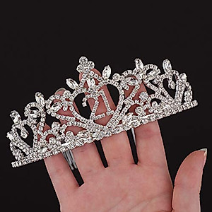 Ella Celebration 21st Birthday Tiara 21 Crown for Women Birthday Party Headband Hair Accessories Supplies (Silver Heart)