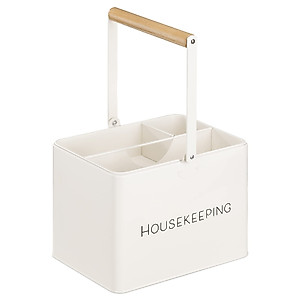 Navaris Cleaning Caddy with Handle - Metal Cleaning Product Storage Organizer Box for Housekeeping Products for Bathroom Kitchen Home - Vintage Design