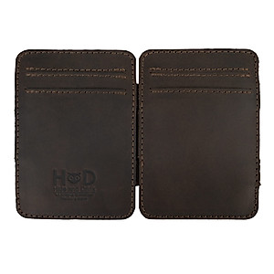 Hide & Drink, Slim Magic Wallet, Cards and Cash Organizer - Handmade from Full Grain Leather - Bourbon Brown