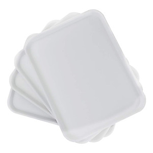 Farmoon 4 Pack Large Fast Food Serving Tray, White Plastic Reusable Eating Tray