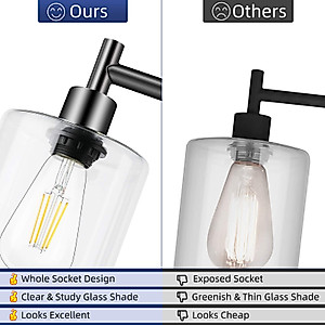 Industrial Floor Lamp with Hanging Glass Shade Black Farmhouse Indoor Pole Light with Edison E26 Base Vintage Rustic Standing Tall Lighting for Living Room Bedroom Office(ST64 Bulb Included)