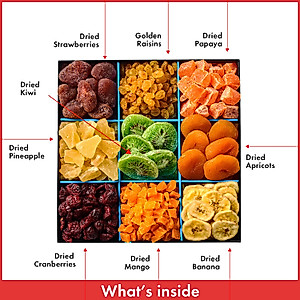 Dried Fruit Platter - 9 Variety Fruit - Dried Fruit Gift Tray - Healthy Fruit Gift Basket - Gourmet HolidayGift Box