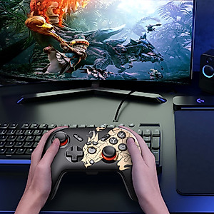 AKNES Monster Hunter Rise Switch Pro Controller, Wireless Bluetooth Gamepad for Switch/OLED Switch/Switch Lite/PC, with NFC Wake-up Function,Support Amiibo Motion Control Turbo Vibration