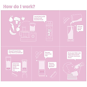 Subo Baby Food Bottle | No Mess Baby Toddler Self Feeder | Squeeze Free Design for Purees, Smoothies, Yogurt, Oatmeal, or Thickened Liquids | Reusable Silicone Washable Cup (Pink)