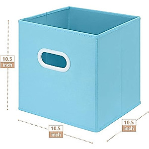 MaidMAX Cloth Storage Bin with Dual Plastic Handles for Home Closet Nursery Drawers Organizers, Foldable, 6 Colors, 10.5×10.5×11 inches, Set of 6