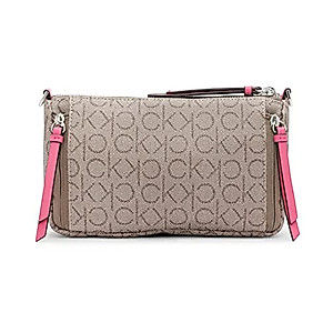 Calvin Klein Jana Novelty Convertible Crossbody & Belt Bag, Almond/Taupe/Pink Flambe