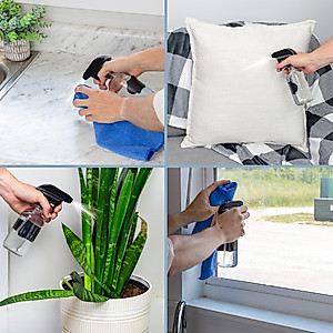 Cornucopia Brands 8-Ounce Clear Glass Spray Bottles (2-Pack); Boston Round Bottles w/ 3-Setting Adjustable Black Heavy Duty Sprayers & Chalk Labels