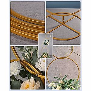 YALLOVE 5Ft Wedding Round Hoop Backdrop Stand, Detachable 4 Tier Gold Metal Flower Arch Frame for Photo Booth Background, Aisle Decor, Table Centerpiece, Stage Display, and More, Flower NOT Included