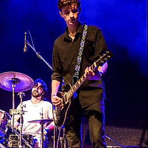 LEKATO Flower Bass Strap, Flower Guitar Strap for Bass, Electric & Acoustic Guitar 2" Wide Guitar Straps with Leather Ends Artistic Woven Guitar Straps with Pick Holder 2 Safty Strap Locks & 6 Picks