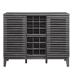 Modway Render Mid-Century Modern Wine Bar Cabinet in Charcoal 17 x 46 x 37