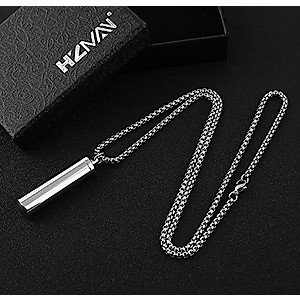 HZMAN Capsule Pendant Necklace Stainless Steel Cremation Urn Jewelry Ashes, 5 sizes (XL)